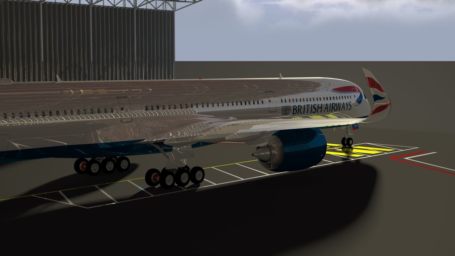 3D model British-Airways british airways plane in airport hangar VR ...