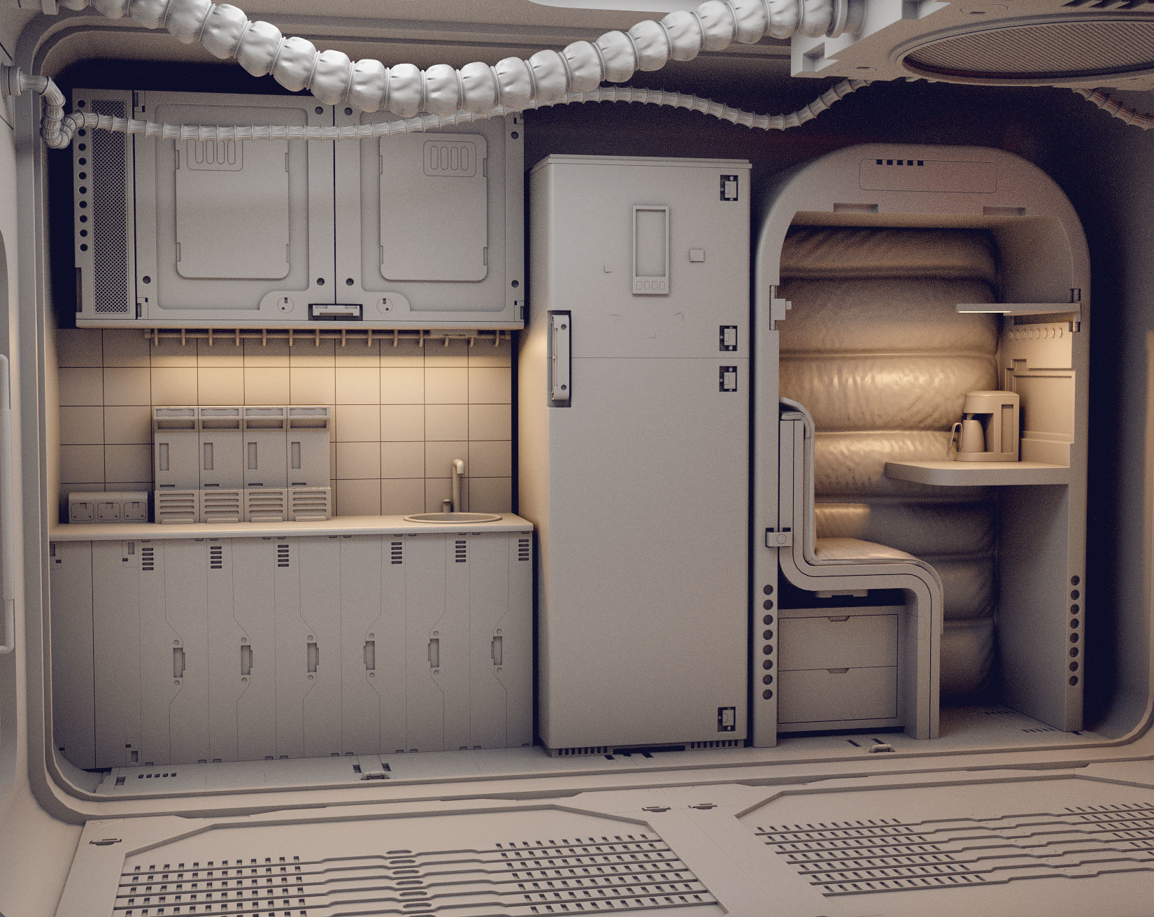 sci-fi shuttle room 3D model | CGTrader