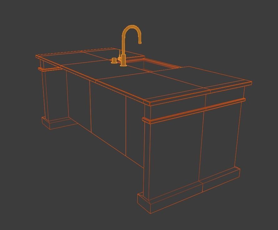 3D model Modern Kitchen Counter Top with Sink VR / AR / low-poly | CGTrader