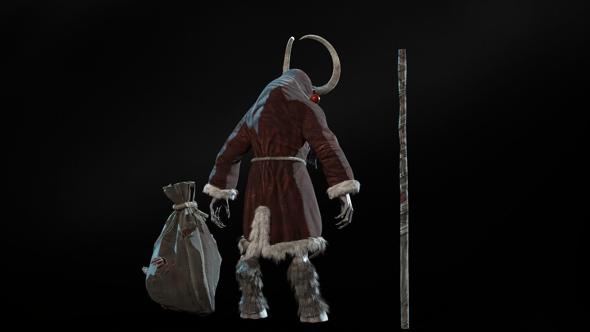 3D model Krampus character with horns and bag VR / AR / low-poly rigged ...