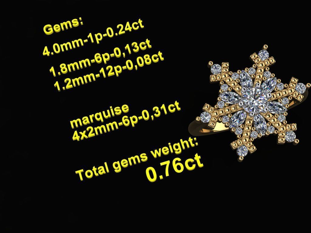 JEWELRY Ring The Snow Queen Snowflake- Printable STL 3D model 3D ...