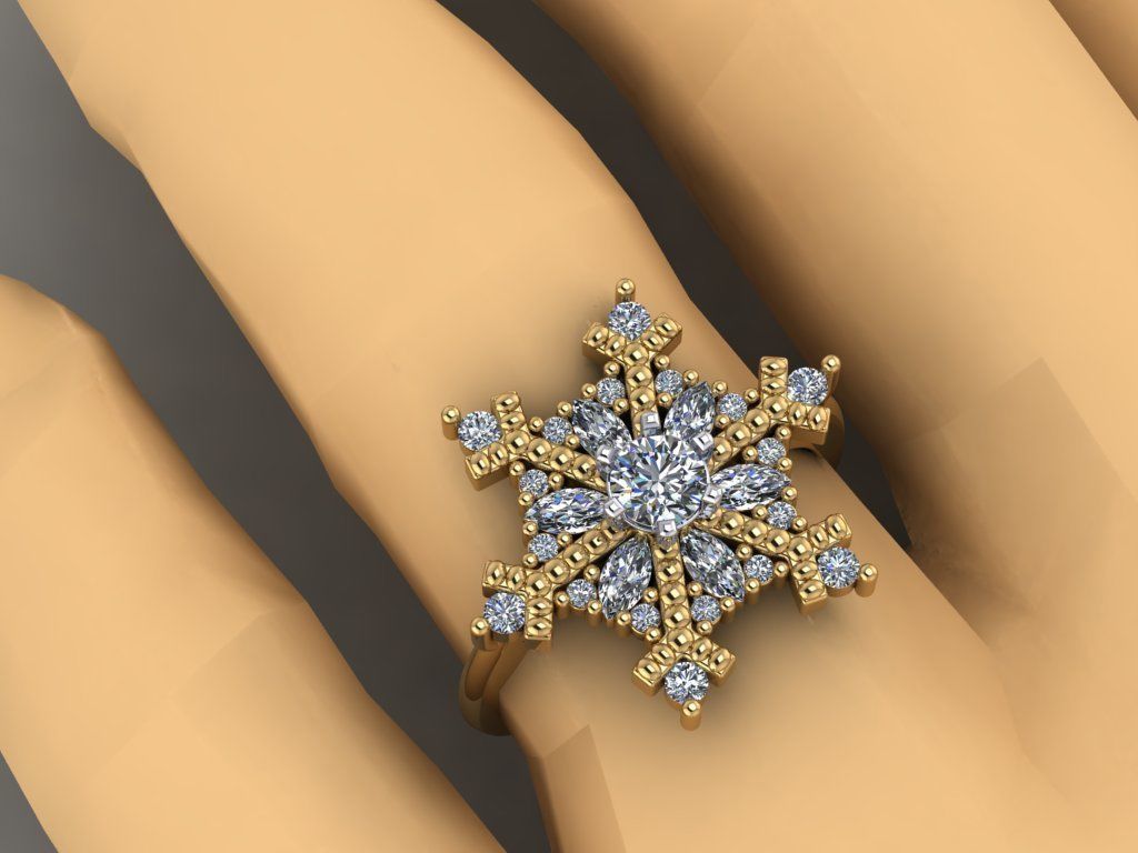 JEWELRY Ring The Snow Queen Snowflake- Printable STL 3D model 3D ...