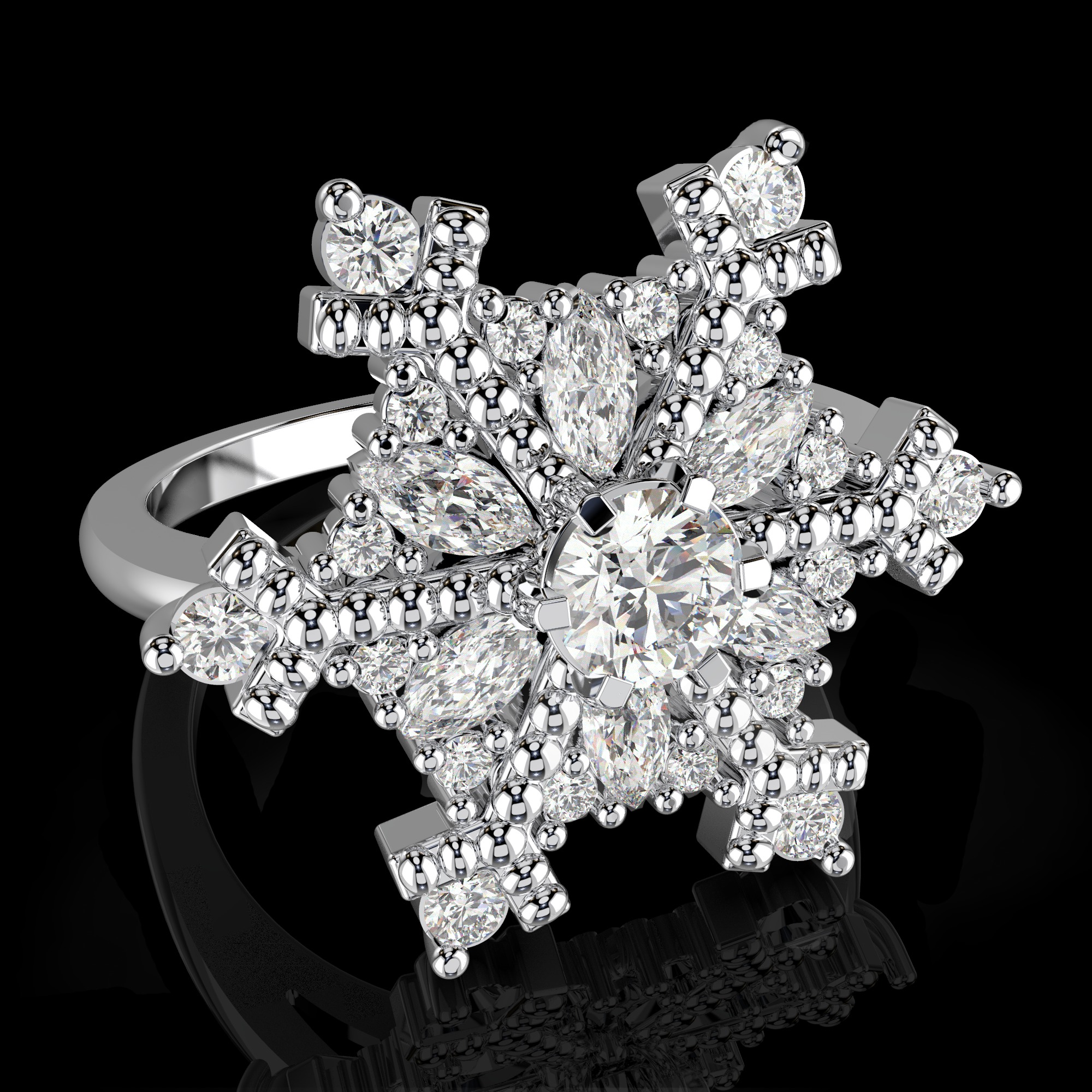 JEWELRY Ring The Snow Queen Snowflake- Printable STL 3D model 3D ...