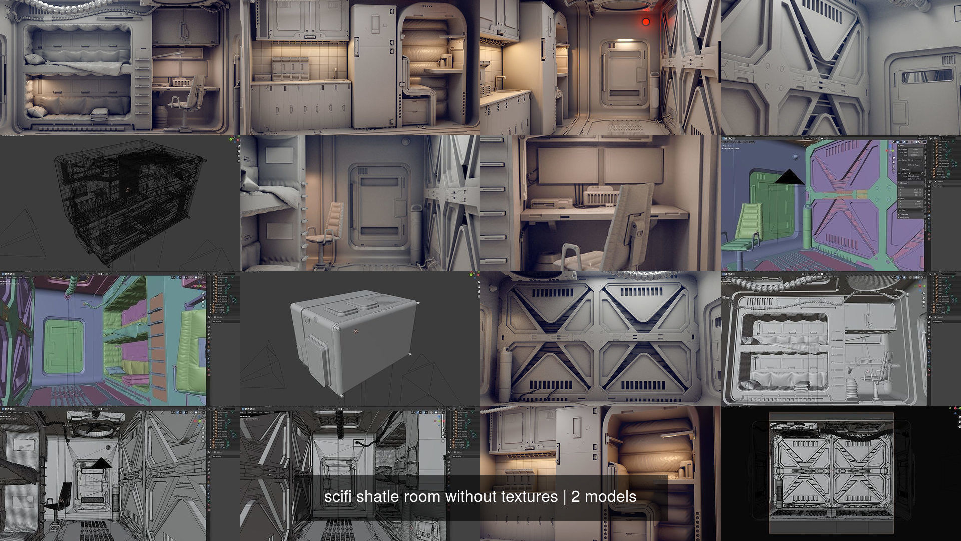 sci-fi shuttle room without textures 3D Model Collection | CGTrader