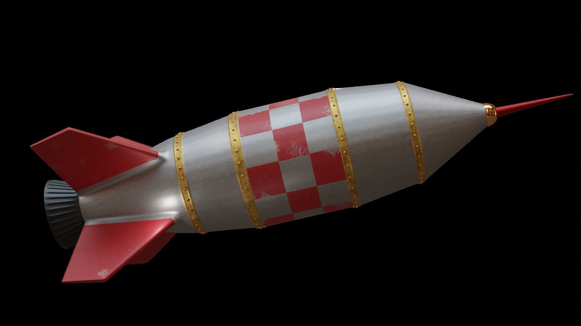 Rocket 3D Model with checkered design 3D model | CGTrader