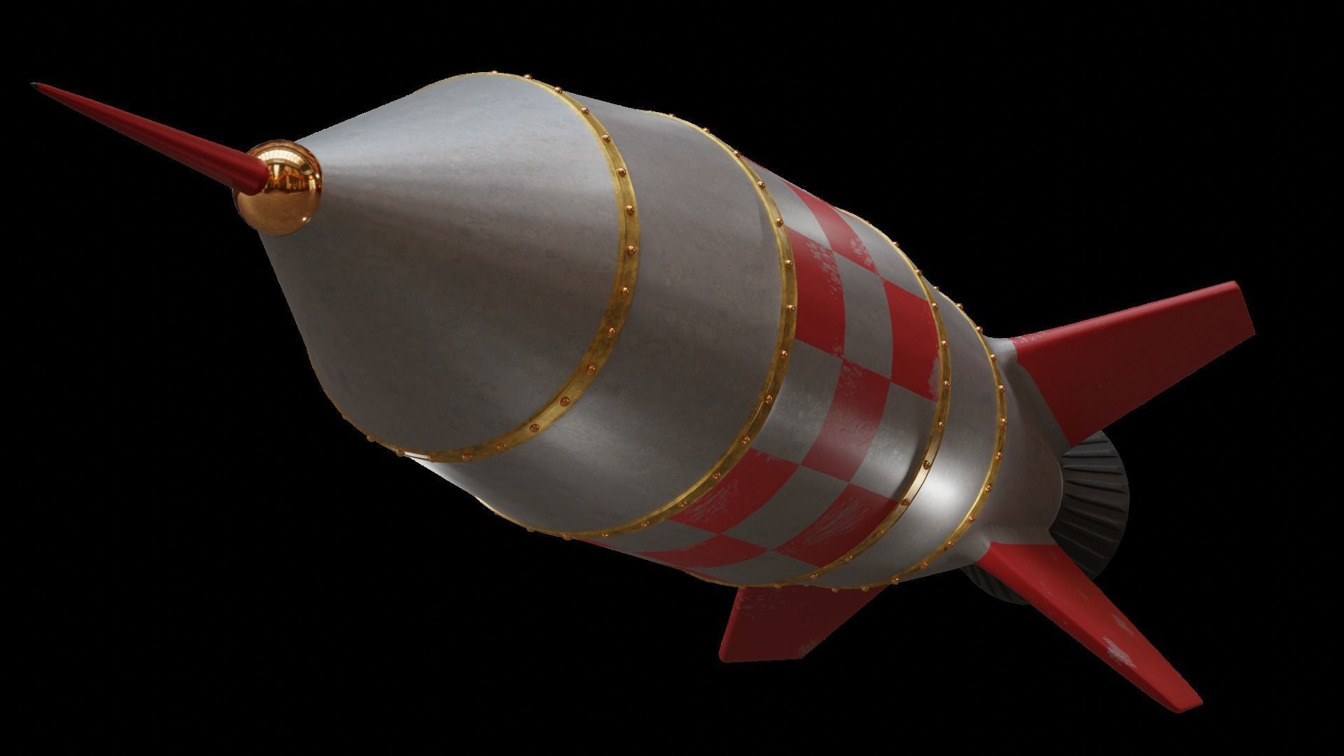 Rocket 3D Model with checkered design 3D model | CGTrader