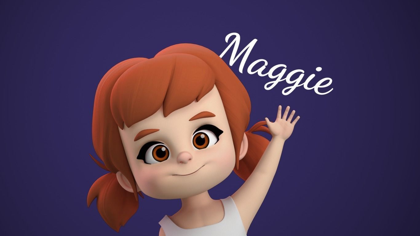 Maggie cartoon Girl Kid Cartoon Character 3D model | CGTrader