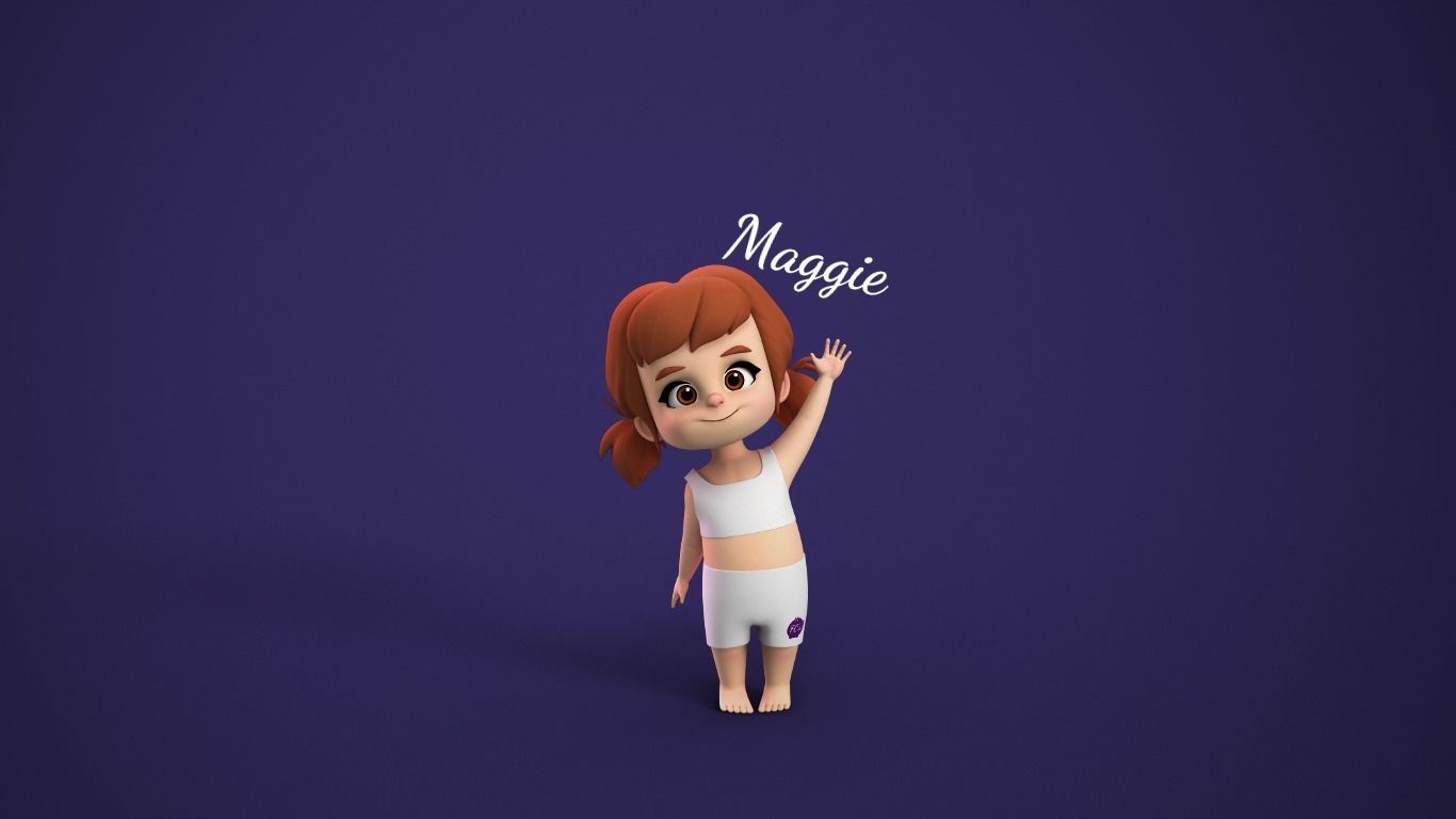 Maggie cartoon Girl Kid Cartoon Character 3D model | CGTrader