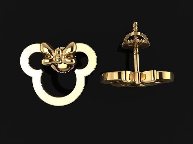 Dainty Mini Mouse Style Earring 3D model 3D printable | CGTrader