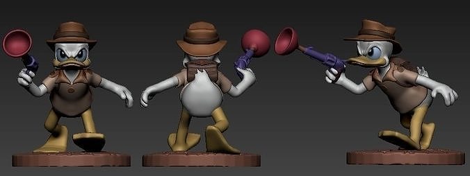 QuackShot three donald duck figurines with guns 3D model 3D printable ...