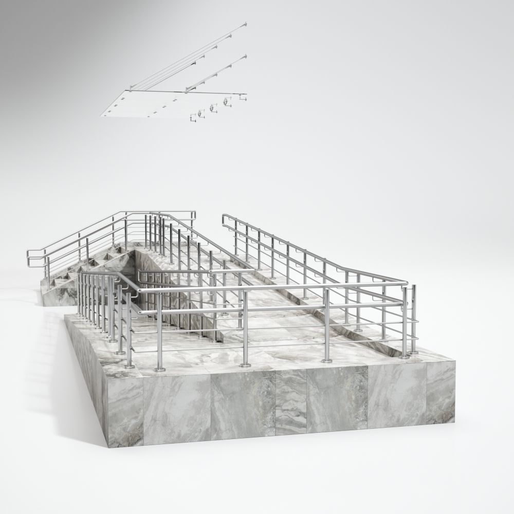 Entrance stair with ramp 3D model | CGTrader
