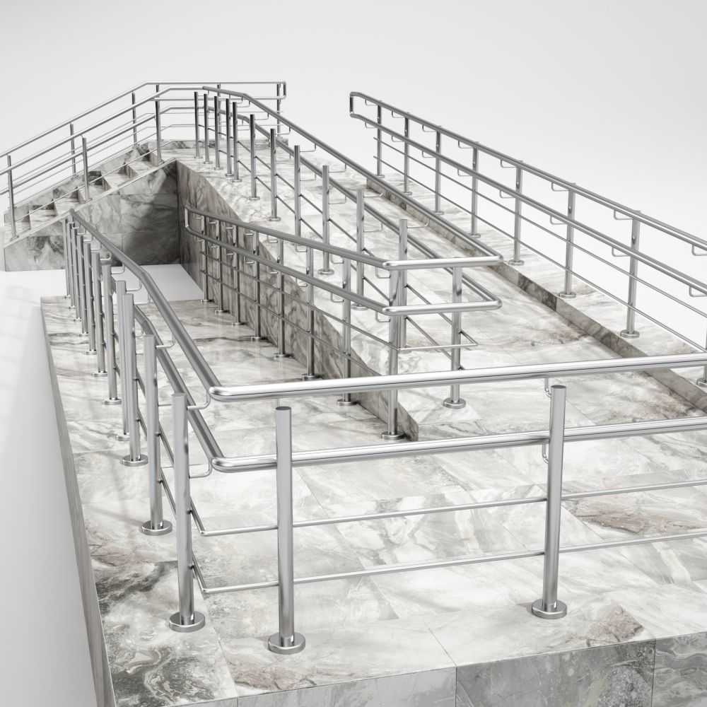 Entrance stair with ramp 3D model | CGTrader