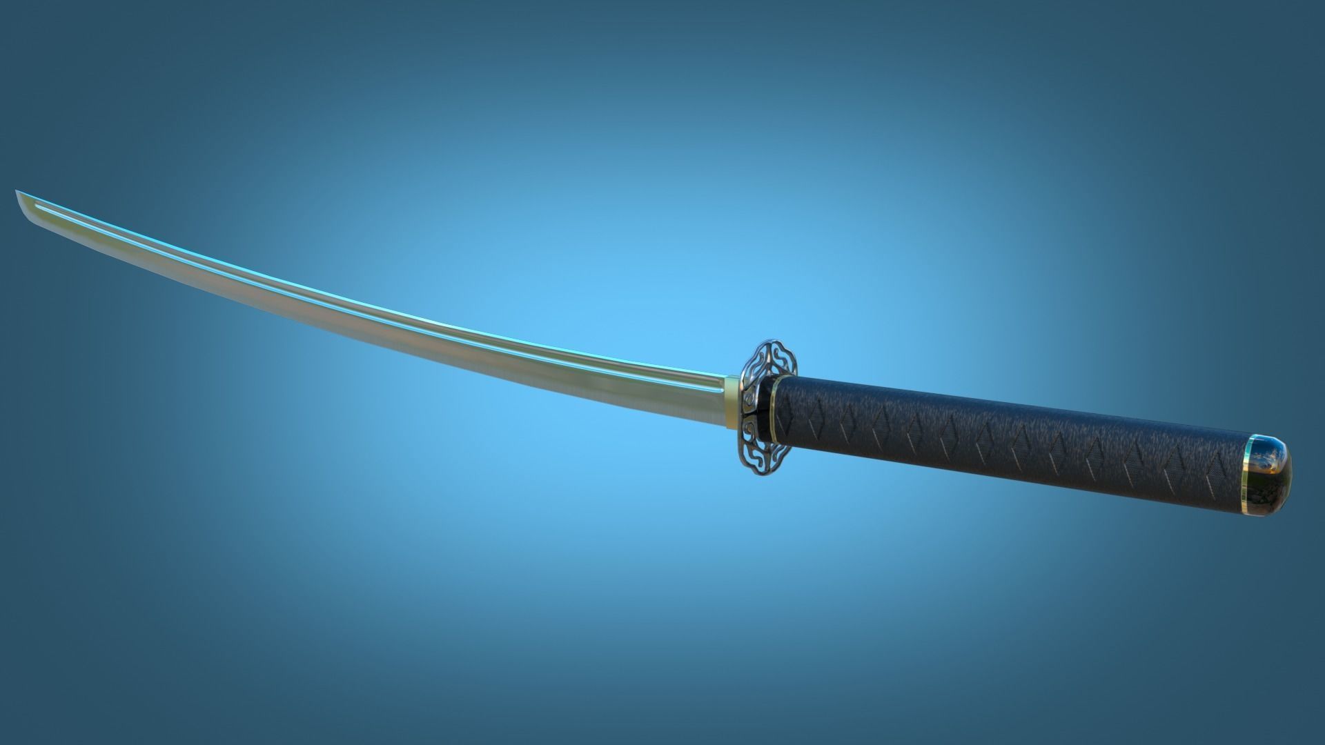 3D model Katana Samurai Sword Japanese Melee Weapon Game Ready VR / AR ...