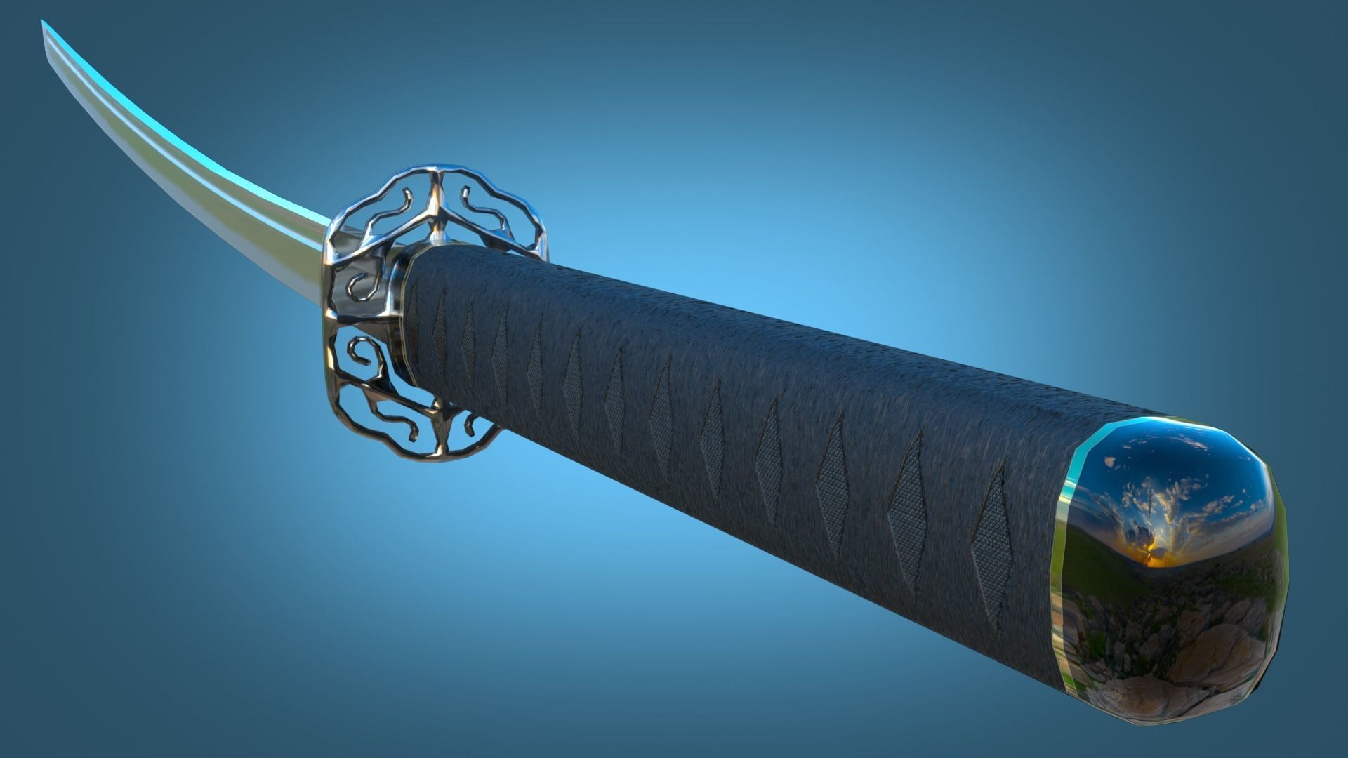 3D model Katana Samurai Sword Japanese Melee Weapon Game Ready VR / AR ...