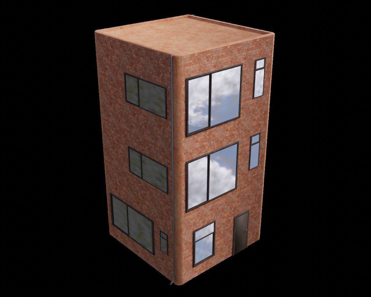 3D model Brick Apartment building 3 storeys VR / AR / low-poly | CGTrader