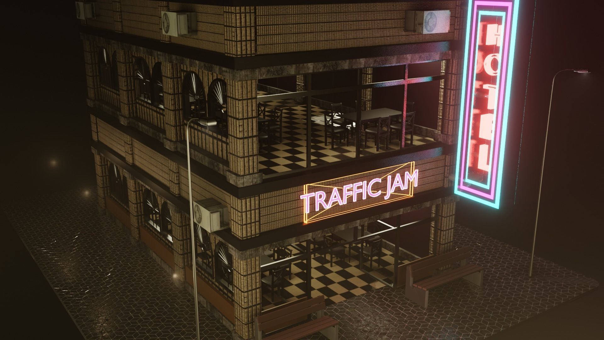 Hotel building 3D Model free VR / AR / low-poly 3D model | CGTrader