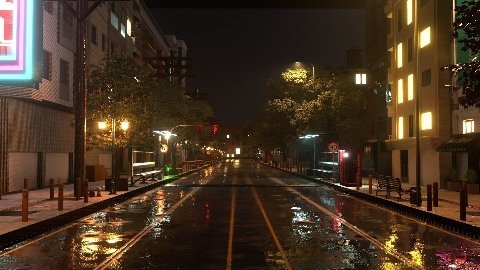 3D model City street VR / AR / low-poly | CGTrader