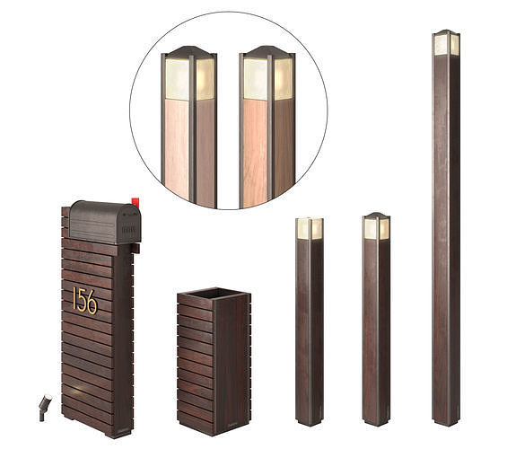 Letterbox - Litter bin - Lights - Set 2 3D model | CGTrader