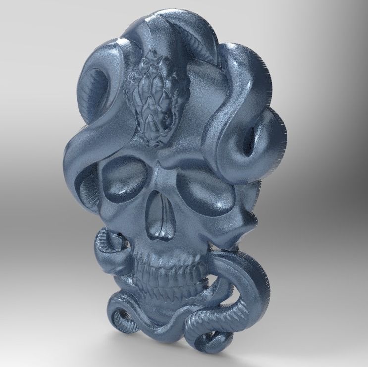 skull and snake 3D model 3D printable | CGTrader