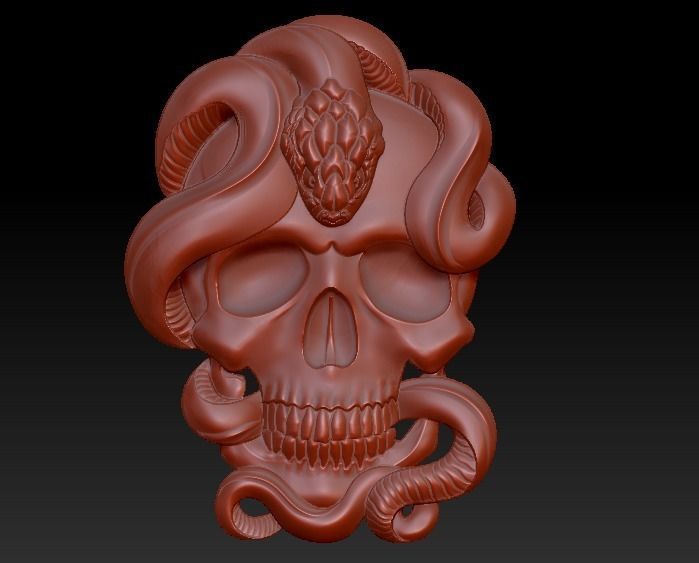 skull and snake 3D model 3D printable | CGTrader