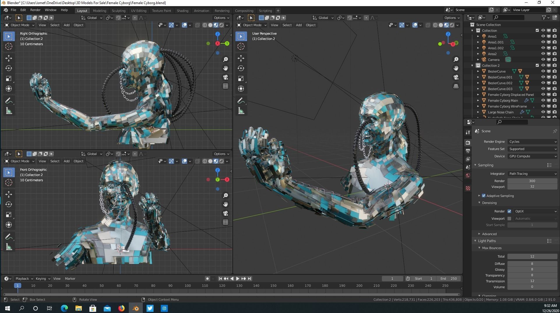 Female Cyborg character upper bust section 3D model | CGTrader