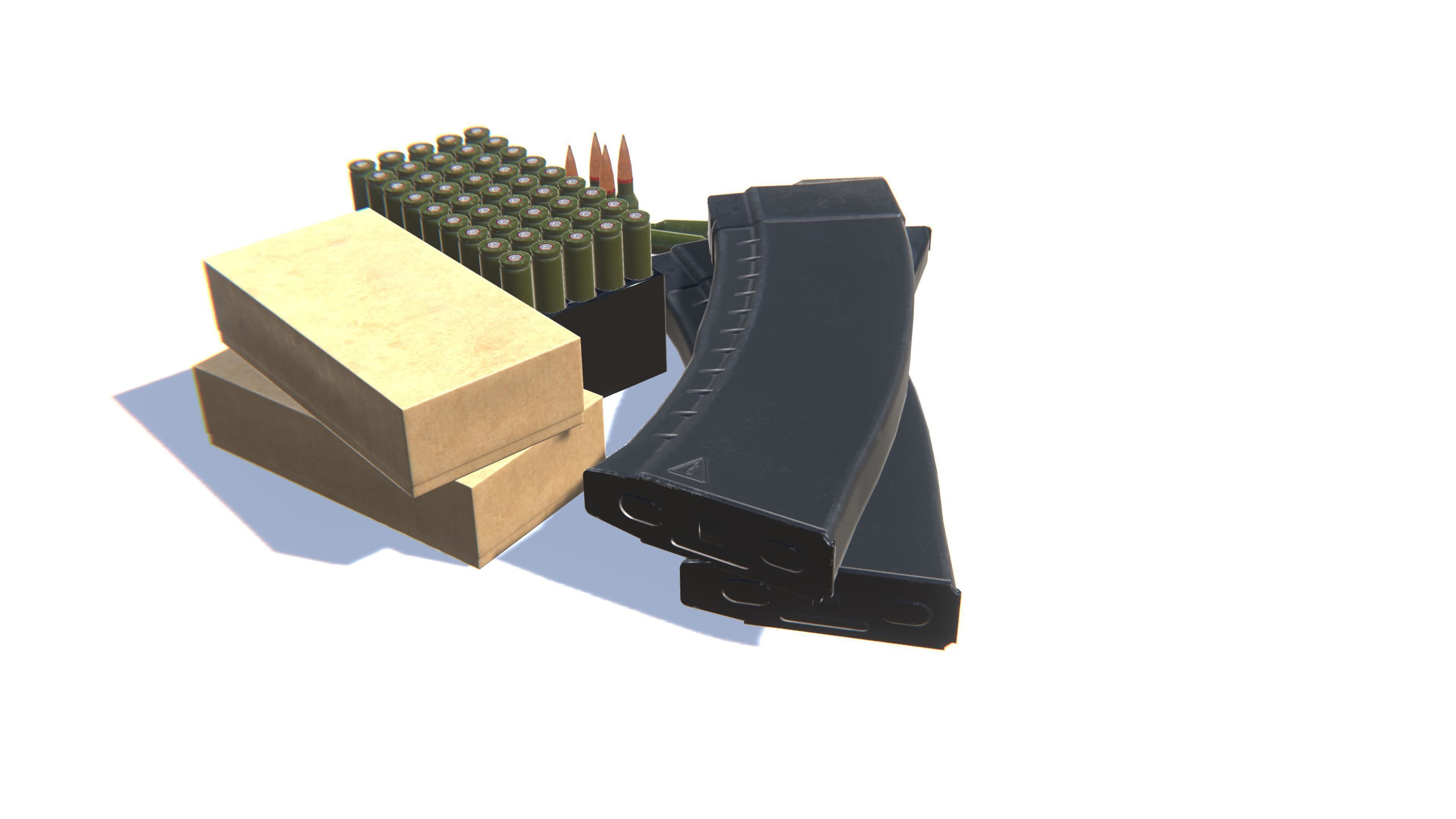 3D model 5-45x39 Ammo Pack VR / AR / low-poly | CGTrader
