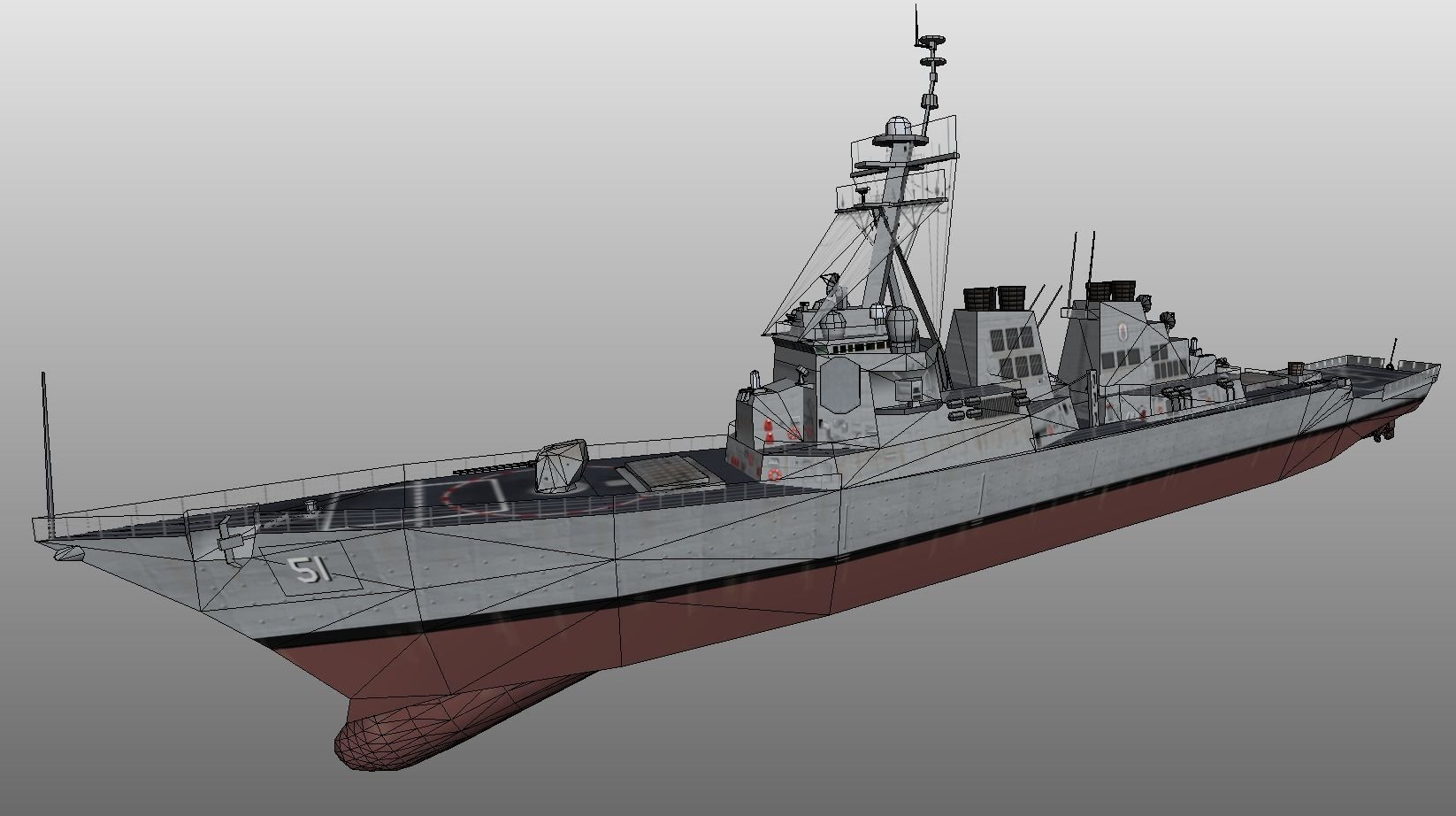 3D model Arleigh Burke class destroyer ddg51 very low poly 3d model VR ...