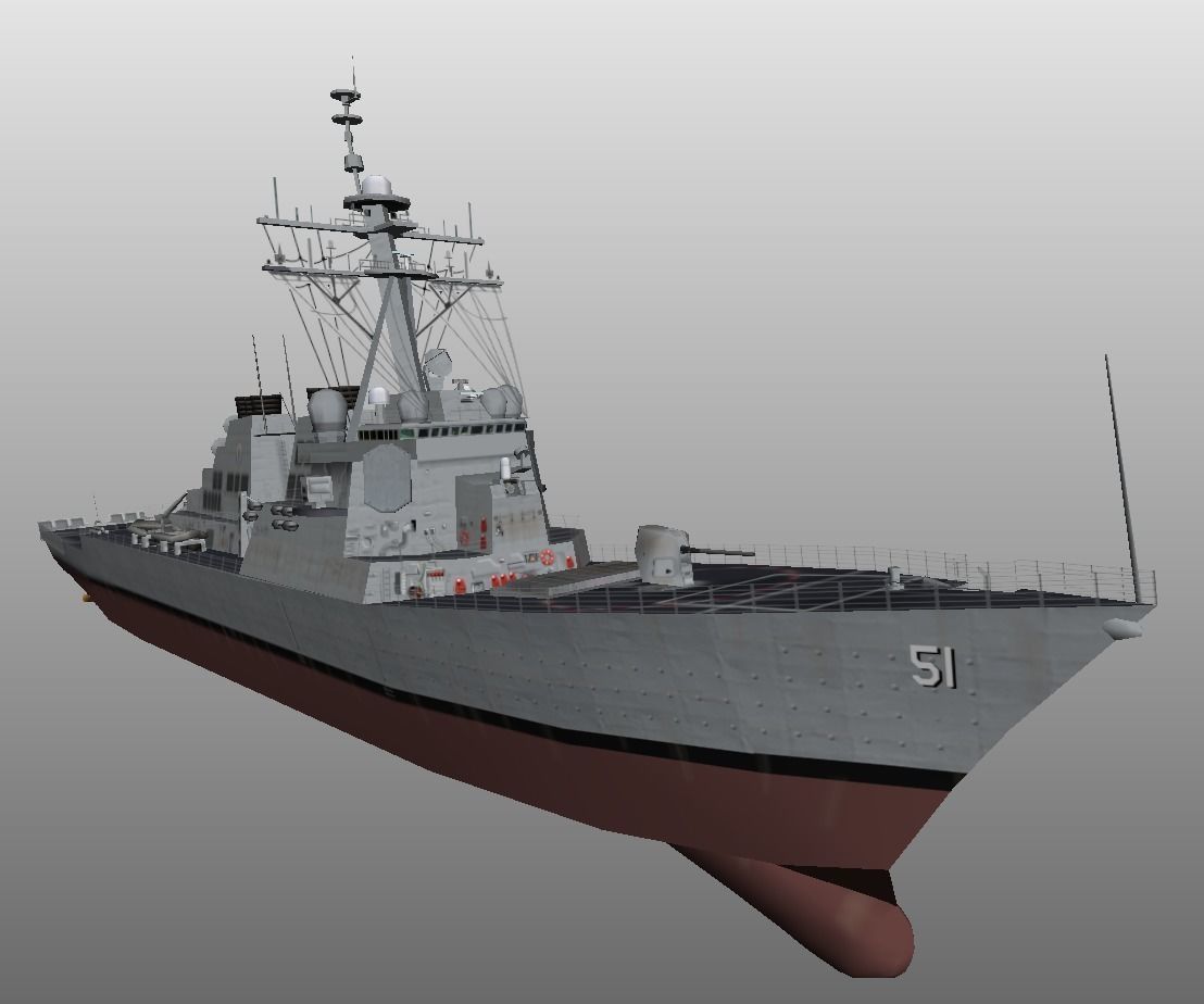 3D model Arleigh Burke class destroyer ddg51 very low poly 3d model VR ...