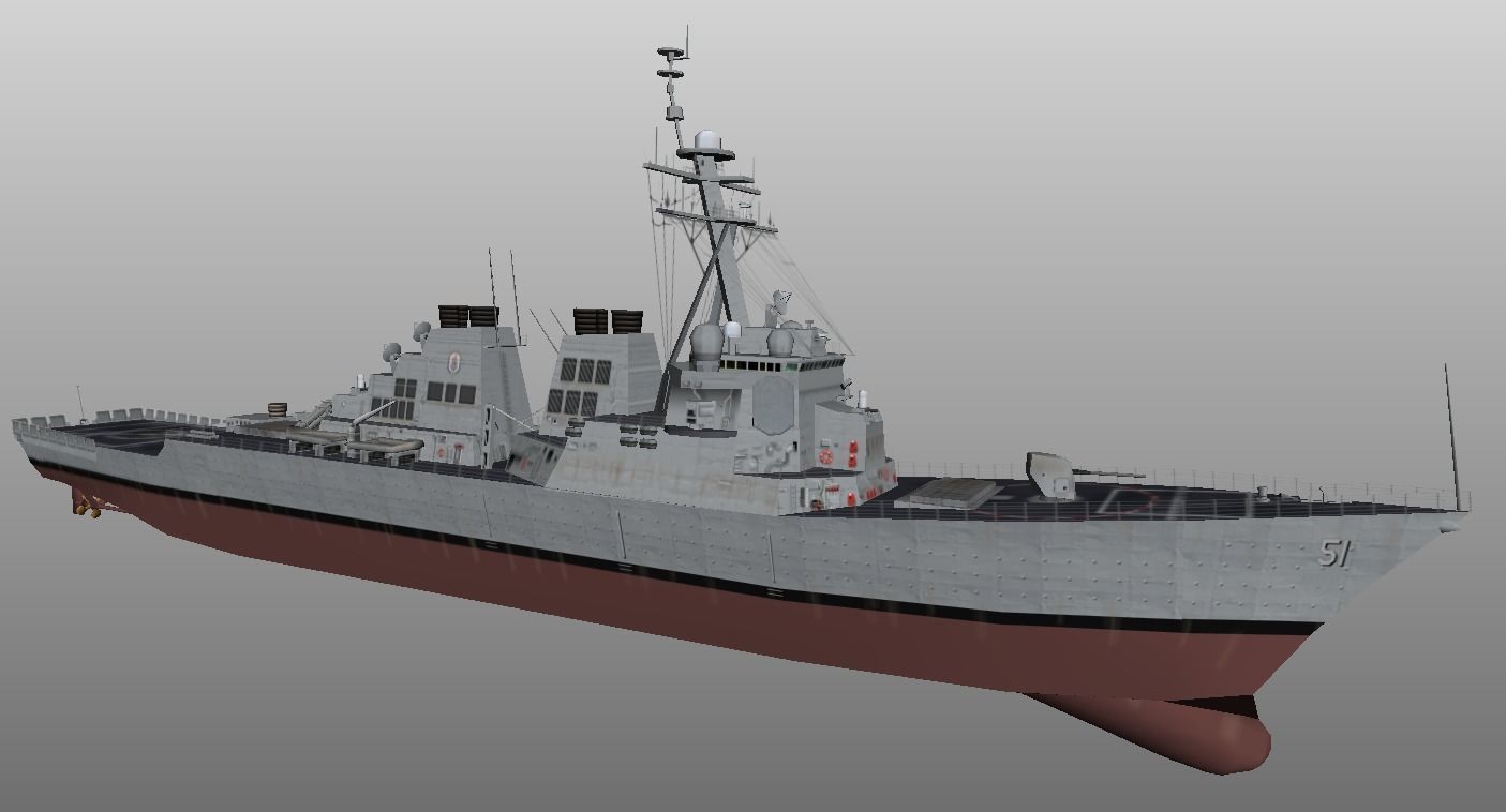 3D model Arleigh Burke class destroyer ddg51 very low poly 3d model VR ...