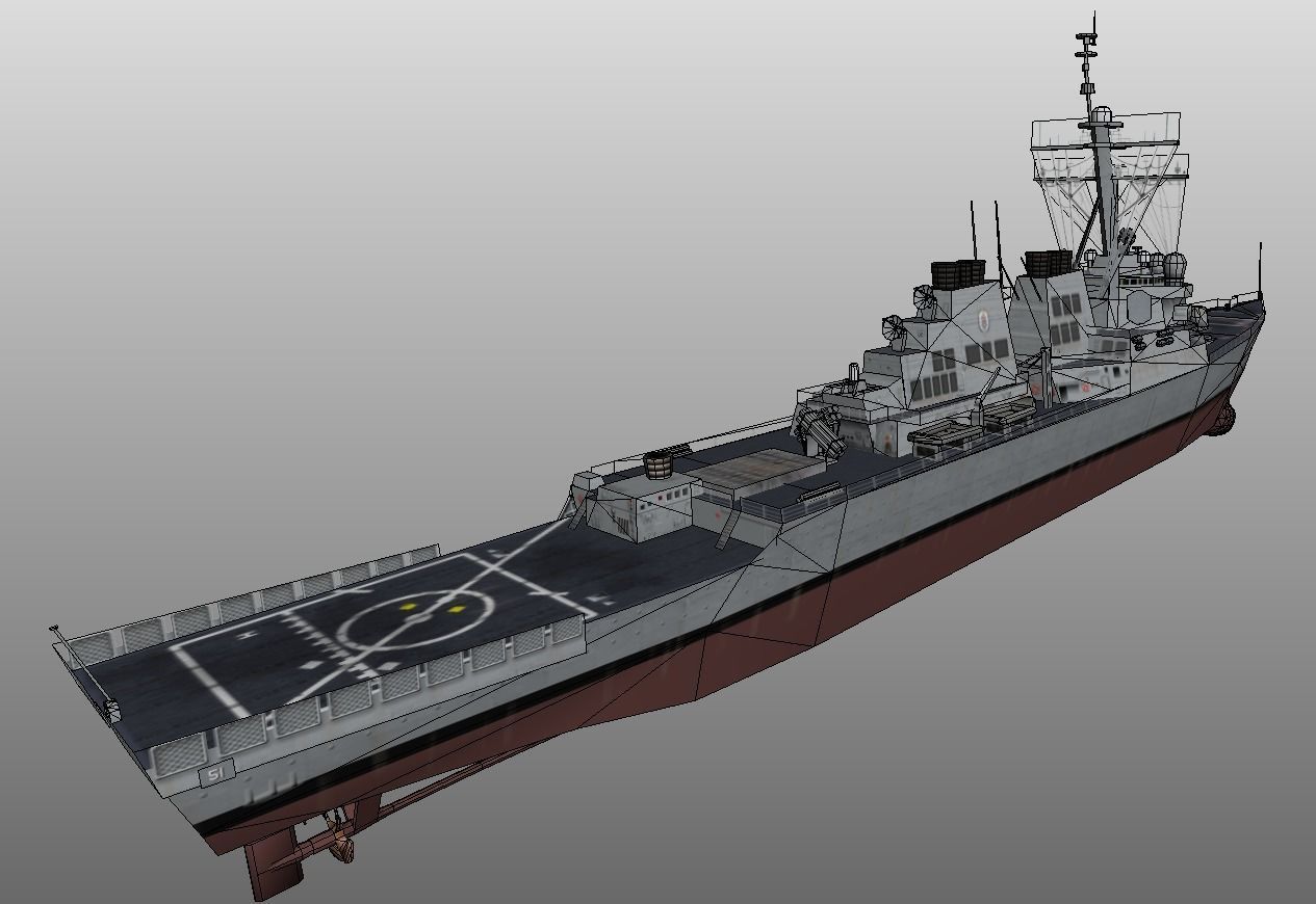 3D model Arleigh Burke class destroyer ddg51 very low poly 3d model VR ...