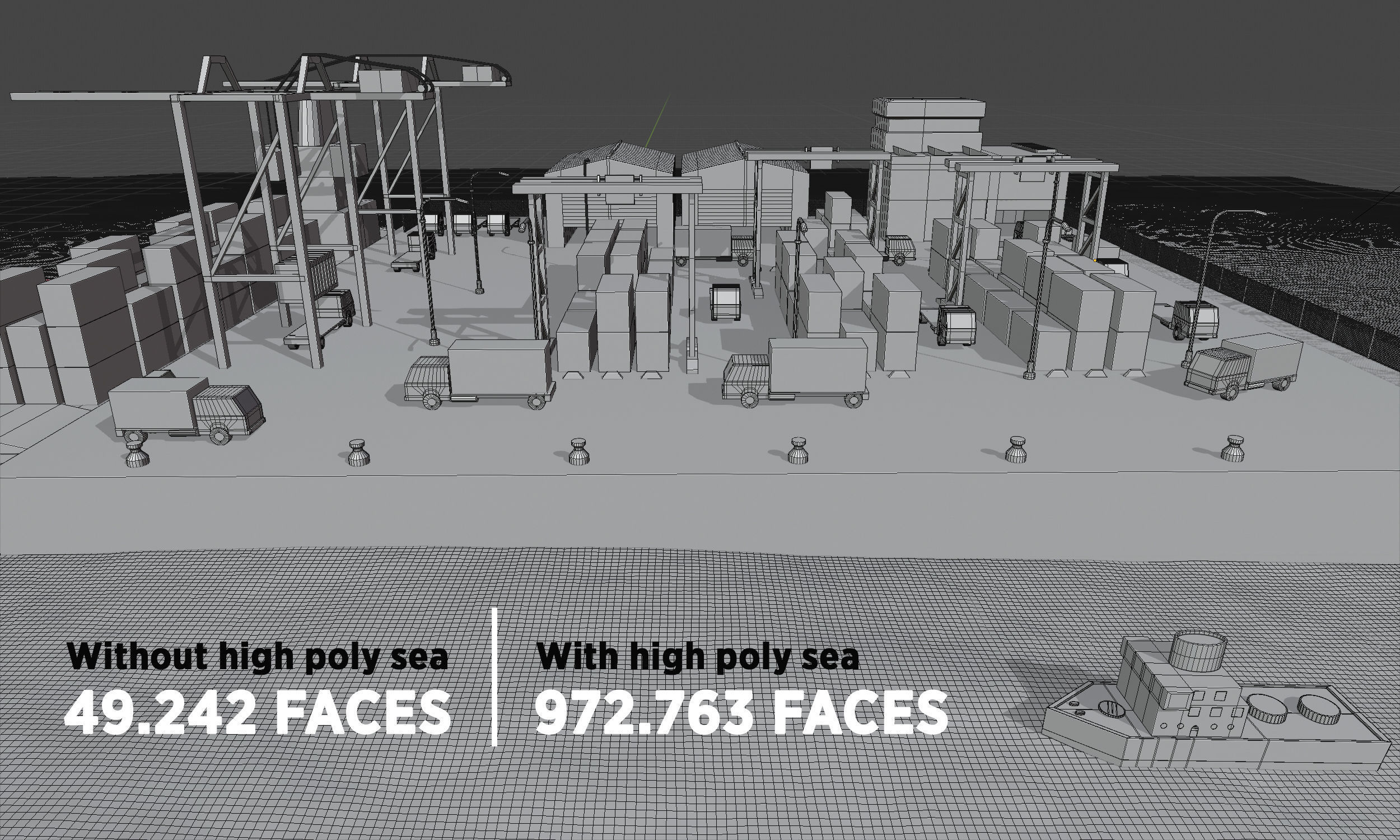 Realistic isometric cargo port scene free VR / AR / low-poly 3D model ...