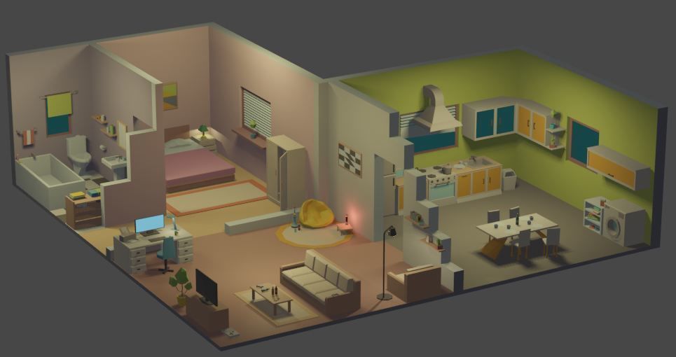 3D model Isometric low poly house VR / AR / low-poly | CGTrader