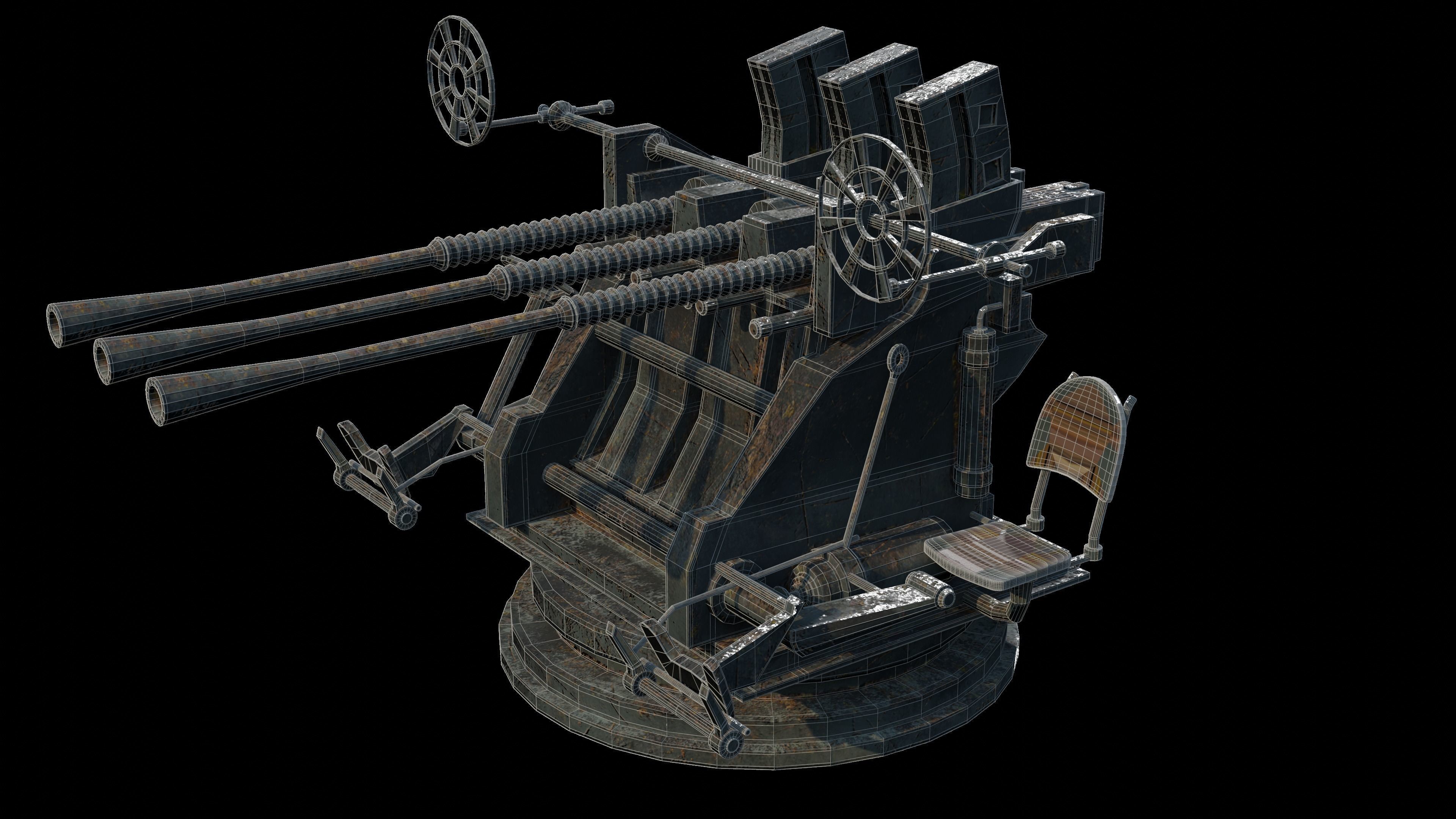 Type 96 25 mm AT-AA Gun 3D model | CGTrader