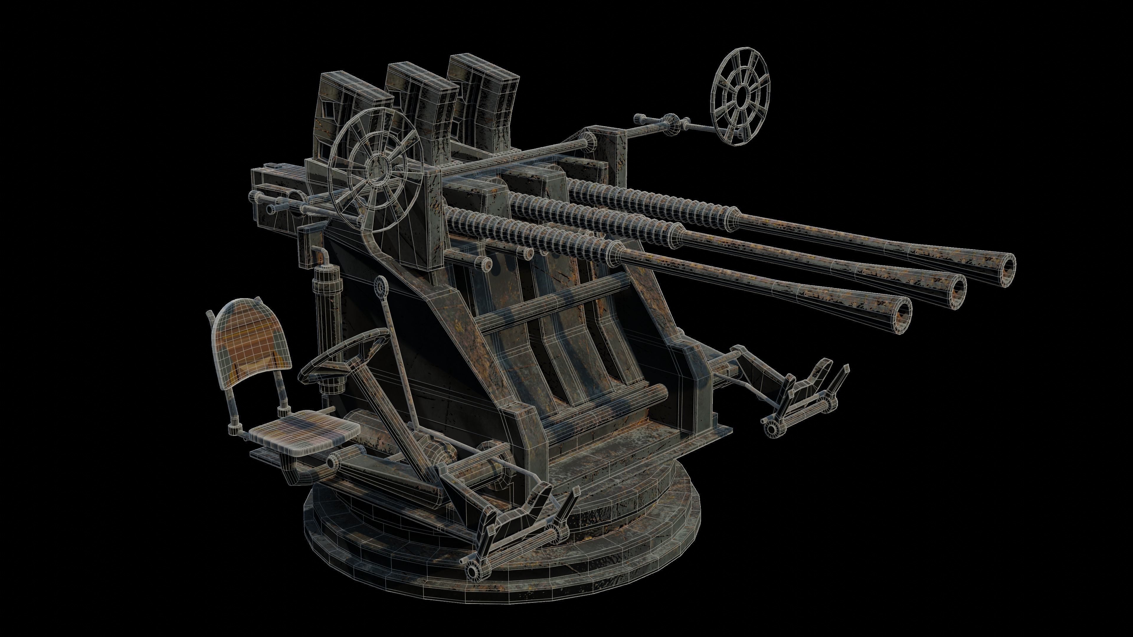 Type 96 25 mm AT-AA Gun 3D model | CGTrader