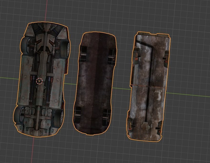 3D model wrecked cars body low poly mesh perfect for any games VR / AR ...