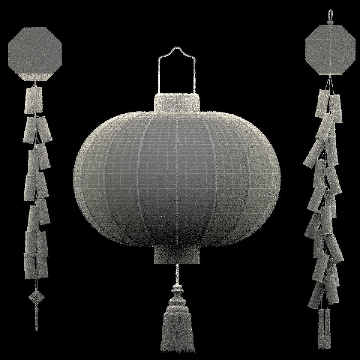 Chinese red lantern with firecracker 3D model | CGTrader