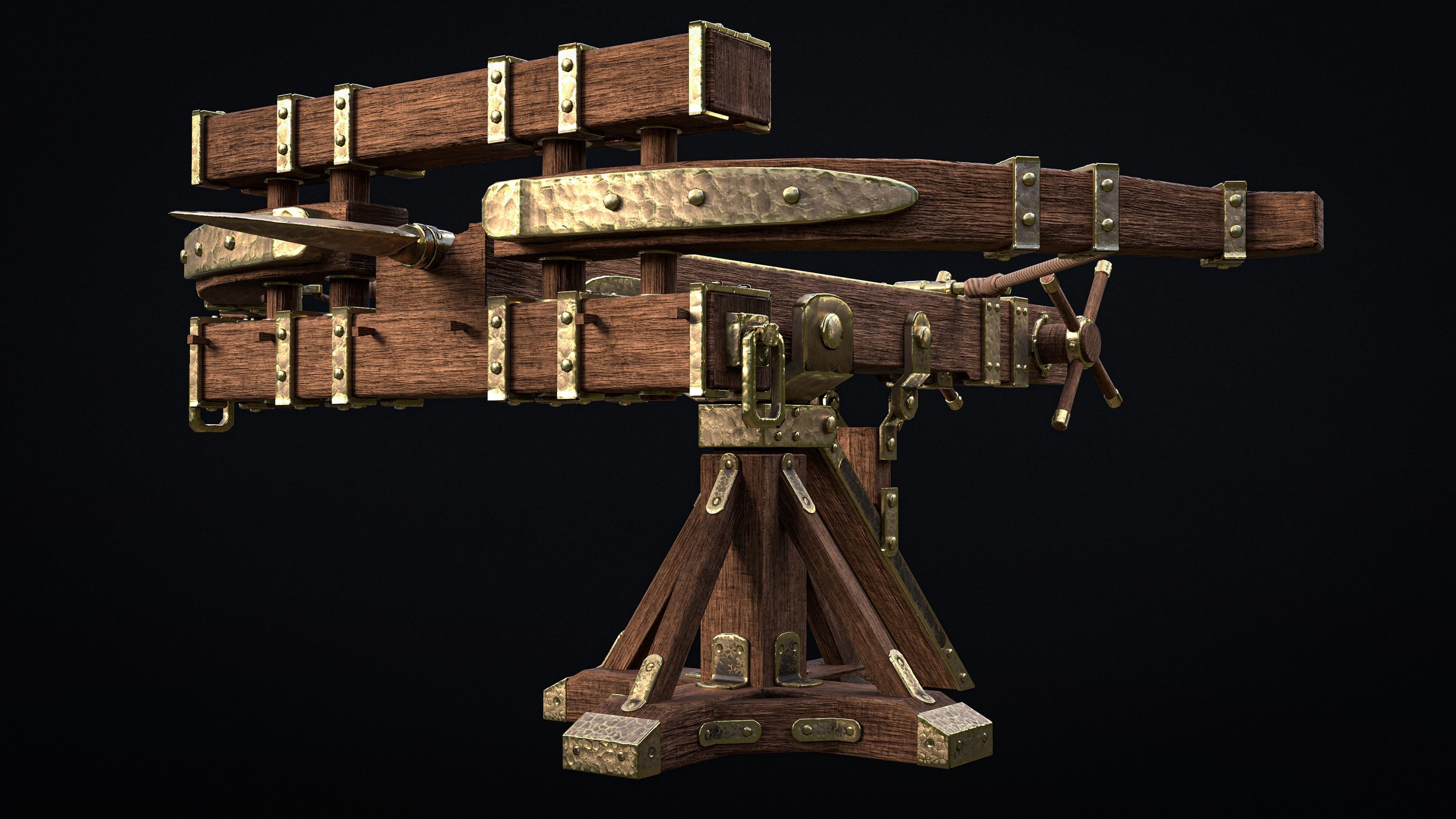 Ballista wooden machine free VR / AR / low-poly 3D model animated ...