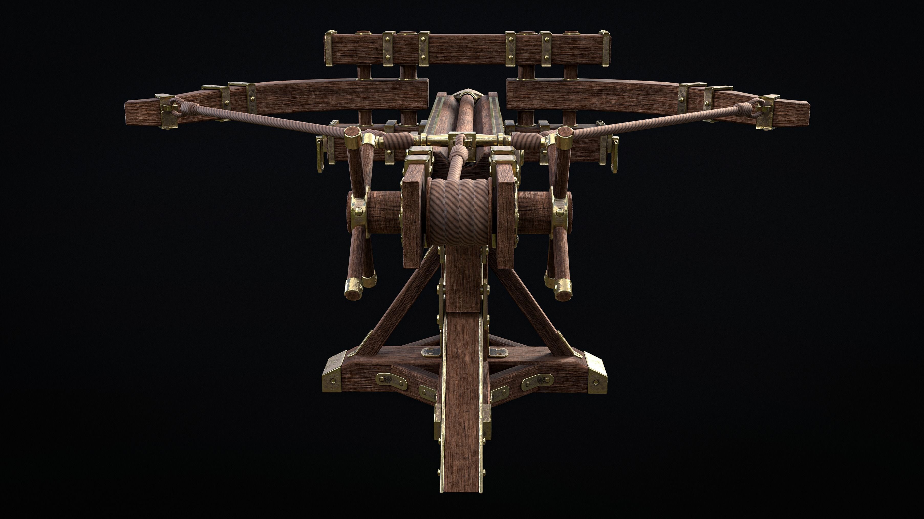 Ballista wooden machine free VR / AR / low-poly 3D model animated ...
