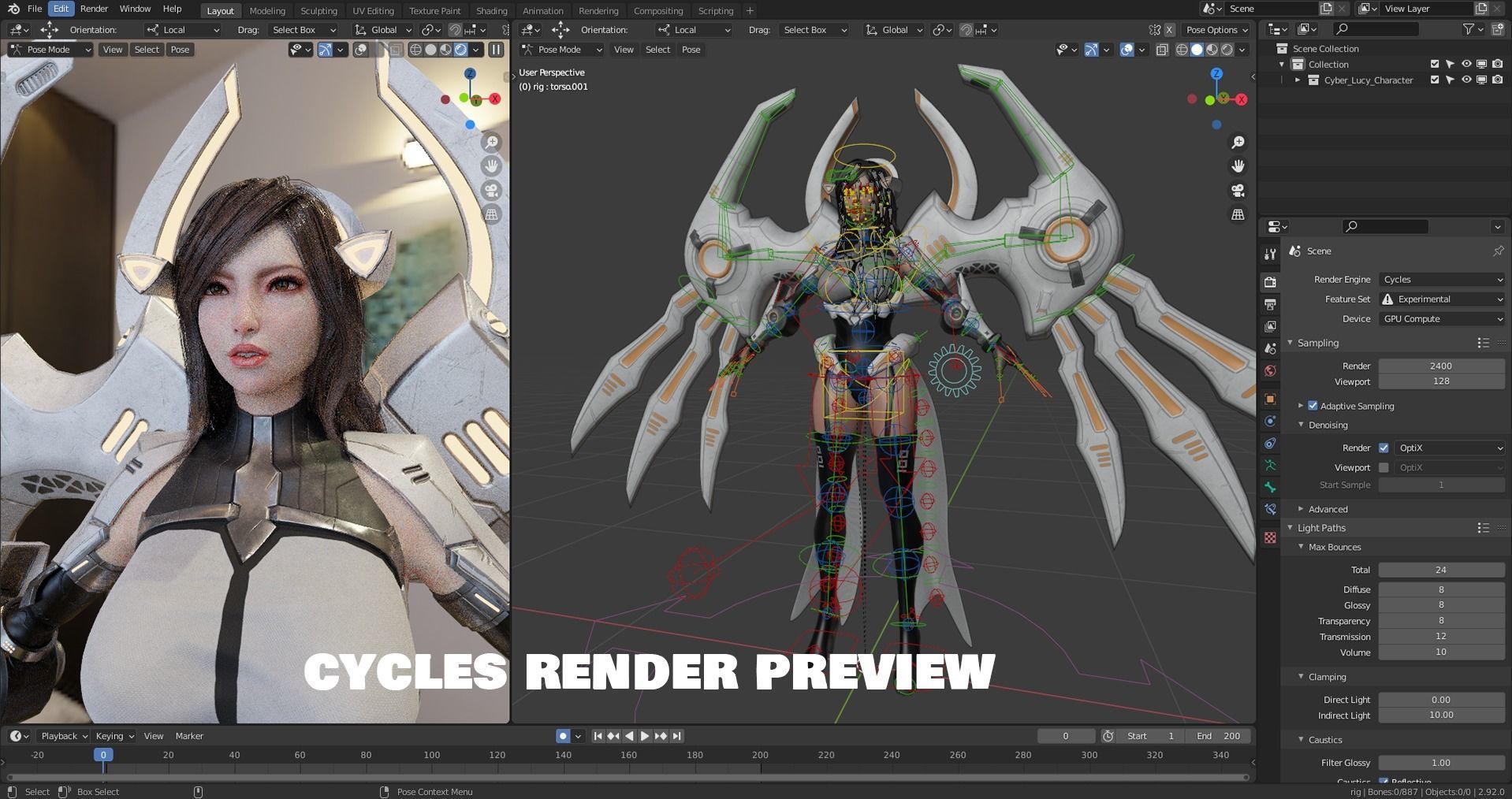 3D model Cyborg Female - Game Ready 3D - UE4 VR / AR / low-poly rigged ...