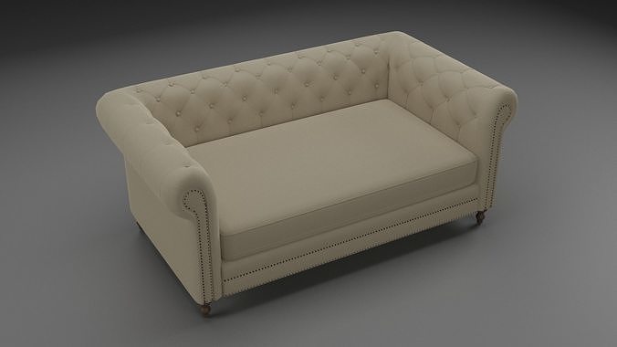 Chesterfield Rolled Arm Sofa free 3D model | CGTrader