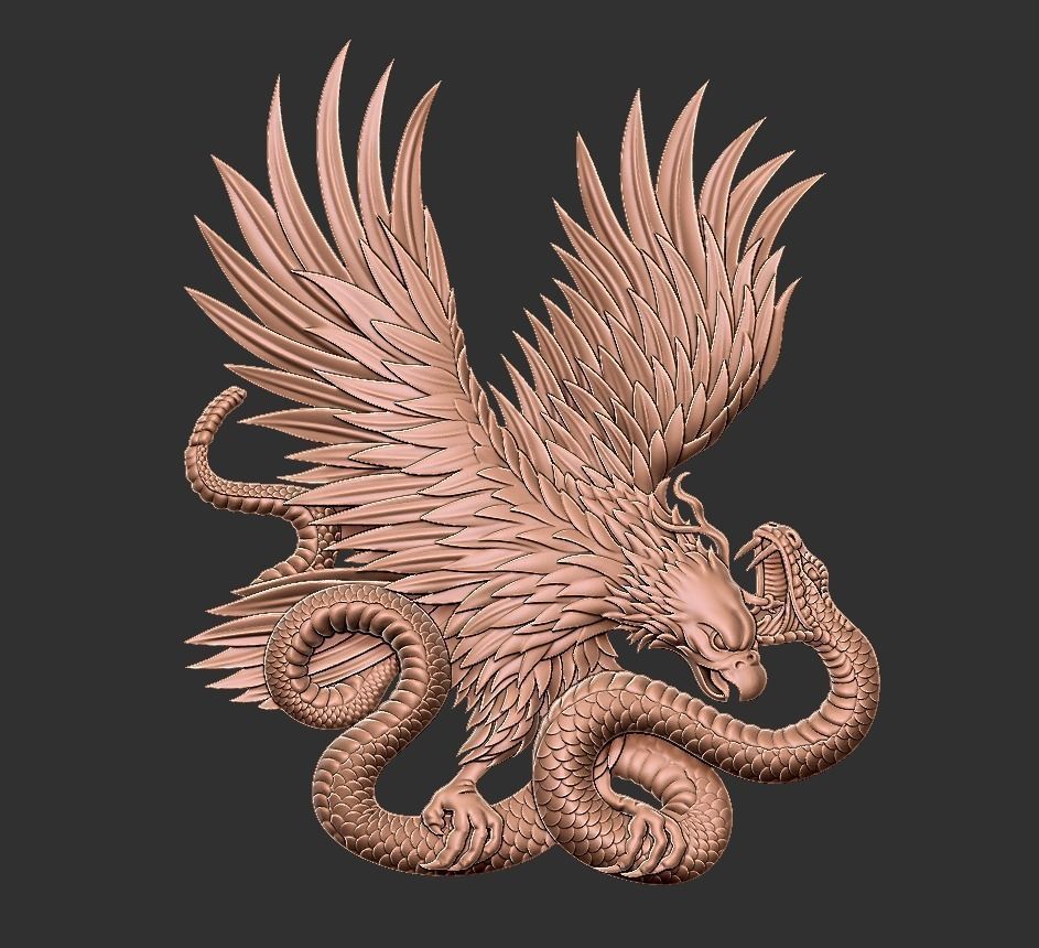 eagle fighting snake 3D model 3D printable | CGTrader