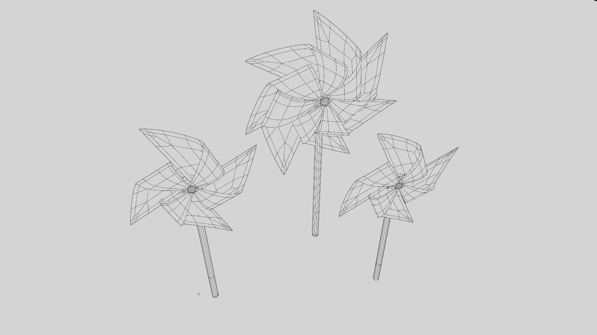 Pinwheel three colorful paper pinwheels 3D model | CGTrader