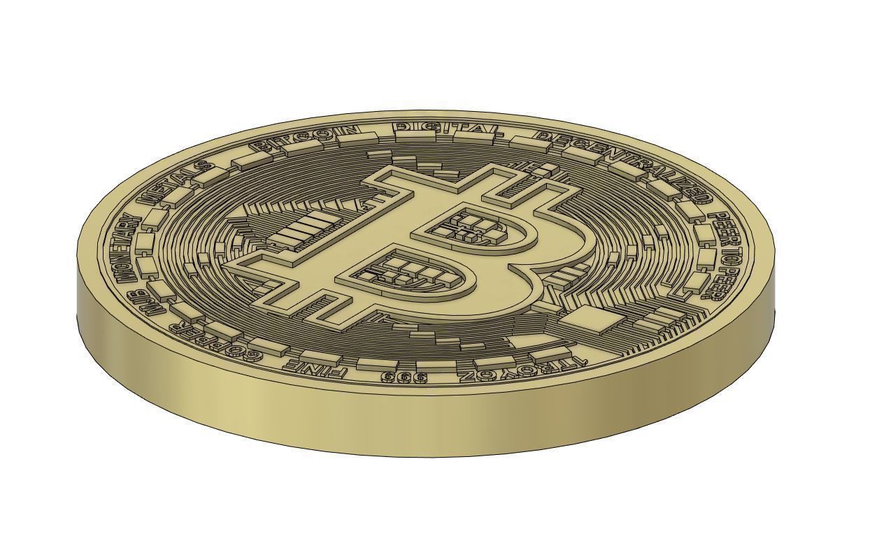Turning 50 cent into a Bitcoin 3D model 3D printable | CGTrader