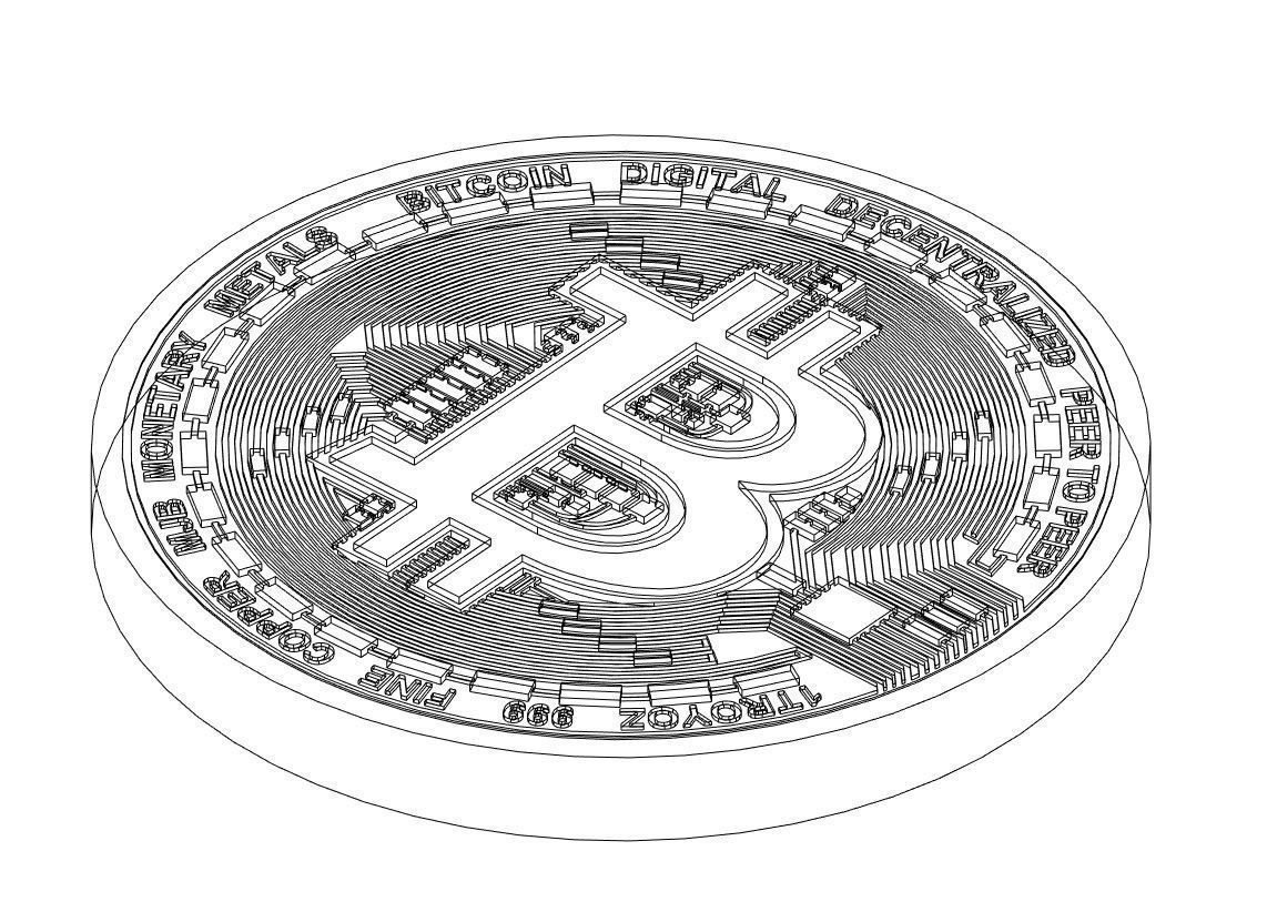 Turning 50 cent into a Bitcoin 3D model 3D printable | CGTrader