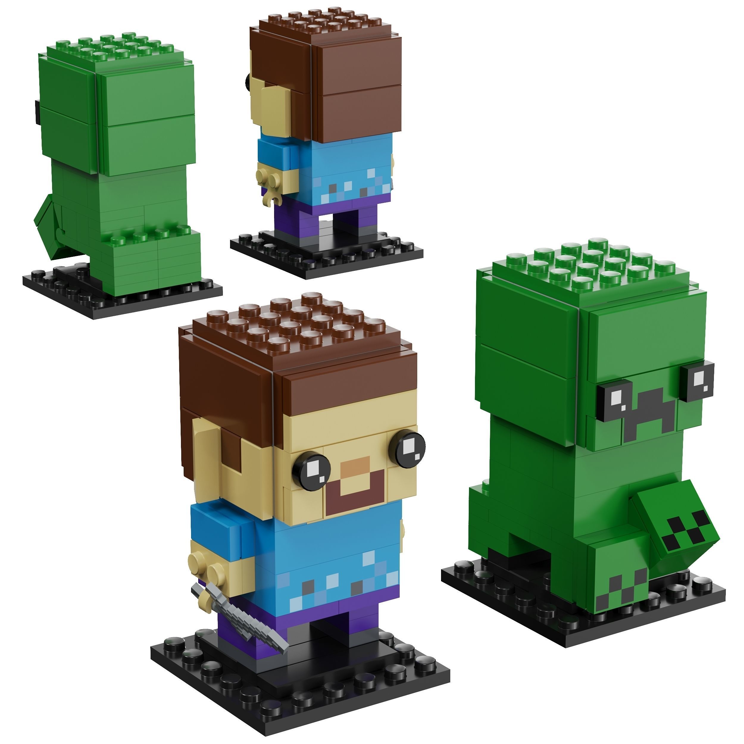 Lego BrickHeadz - 41612 Steve and Creeper 3D model | CGTrader