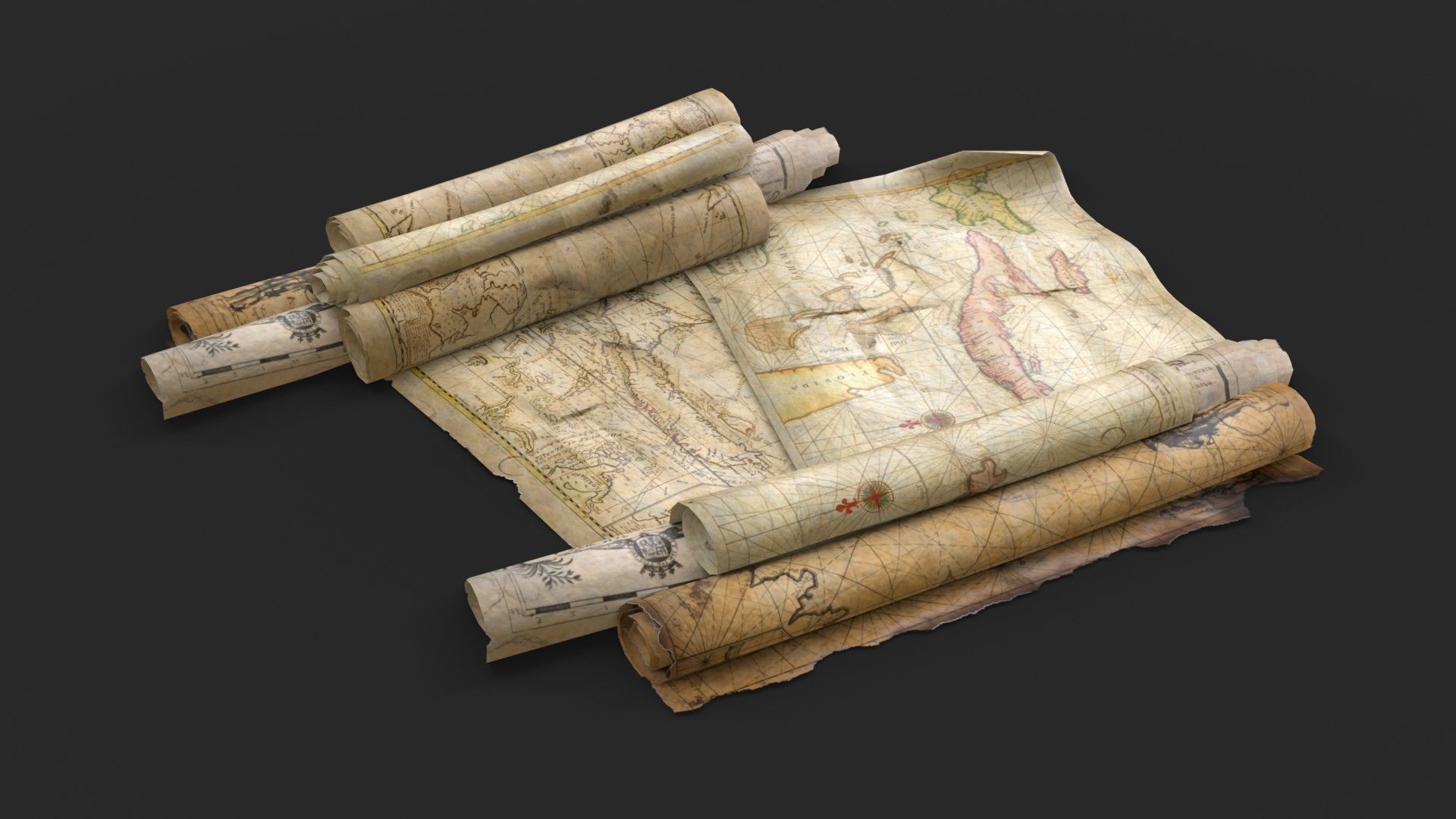 3D model Old Caribbean Maps VR / AR / low-poly | CGTrader