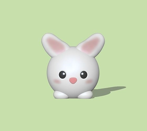 Cute Round Rabbit 3D model 3D printable | CGTrader