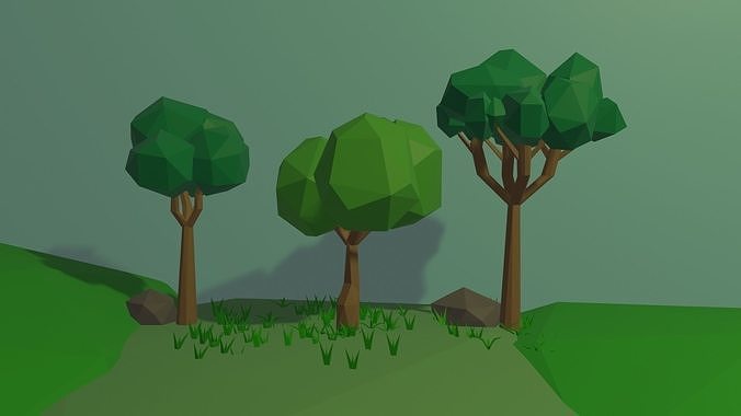 Low Poly Tree in grassy field free VR / AR / low-poly 3D model rigged ...