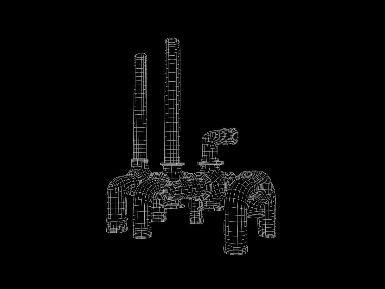 3D model low-poly pipes three VR / AR / low-poly | CGTrader