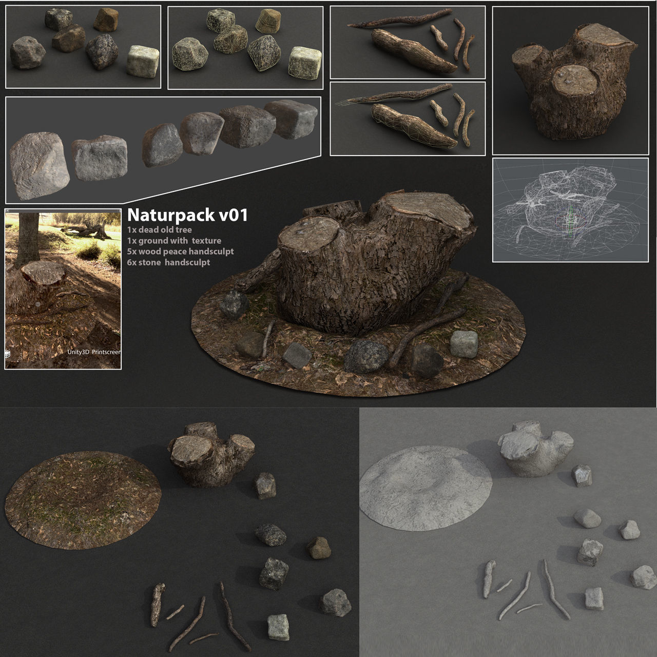 3D model naturepack 01 VR / AR / low-poly | CGTrader